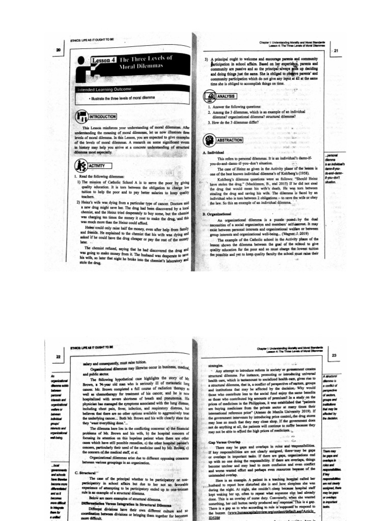 Three Levels of Moral Dilemma | PDF