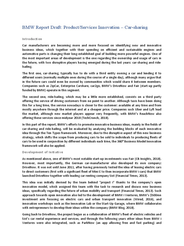 BMW Report | PDF | Innovation | Business Model