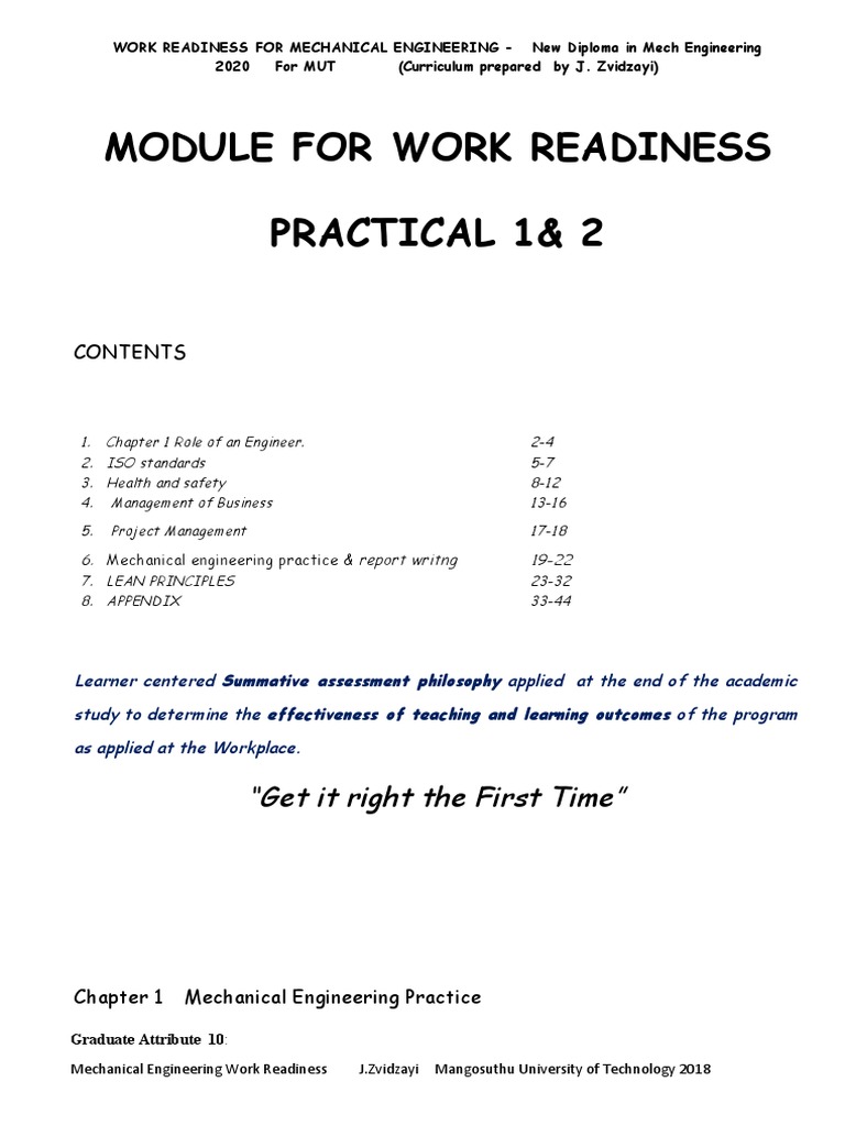 Mechanical Engineering Work Readiness Guide | PDF | Net Present Value ...
