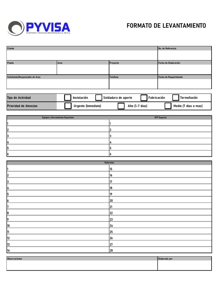 2 Formato de Levantamiento | PDF