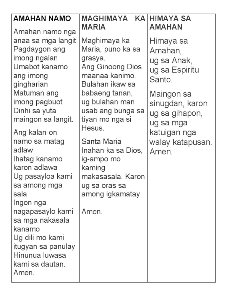 Bisaya Prayer | PDF