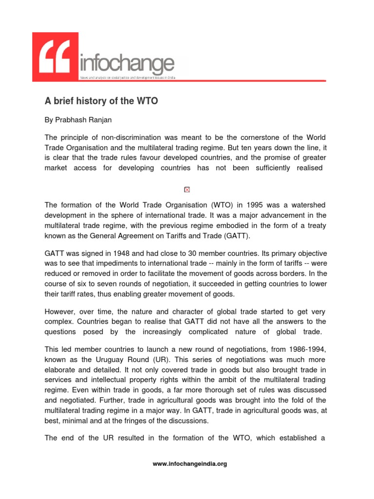 A Brief History of The WTO | PDF | World Trade Organization | General ...