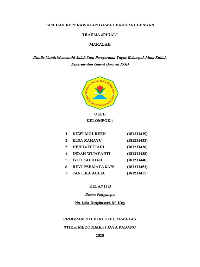 Askep KGD Trauma Spinal Kel. 4 | PDF