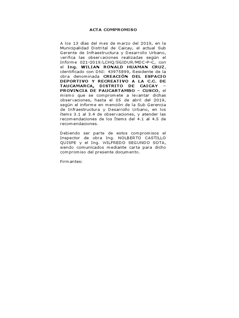 Acta Compromiso | PDF