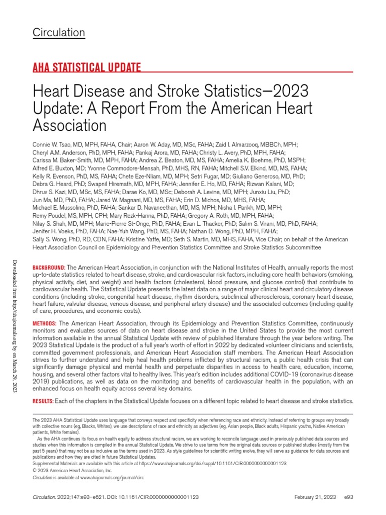 Heart Disease and Stroke Statistics-2023 Update: A Report From The ...