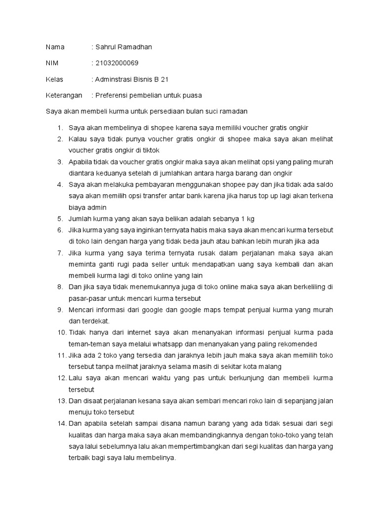 Tugas Individu Man Pemasaran Sahrul 069 | PDF