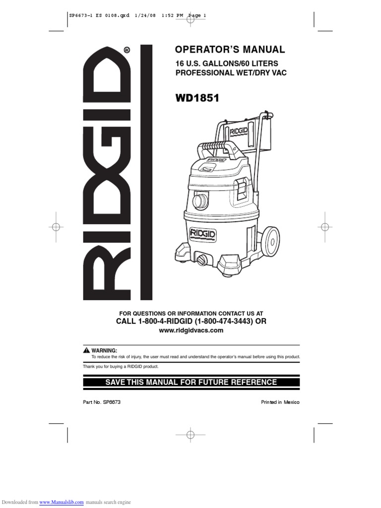 Manual de Aspiradora WD1851 | PDF | Vacuum Cleaner | Manufactured Goods
