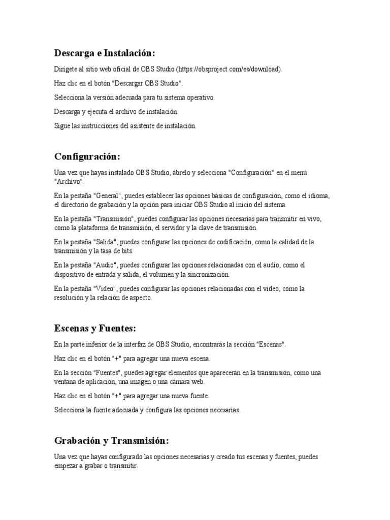 Manual OBS Studio | PDF | Ingeniería de software | Informática