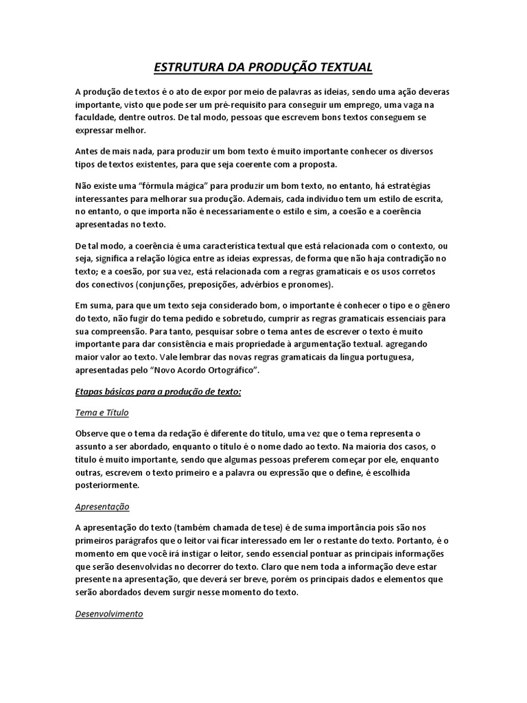 ESTRUTURA DA PRODUÇÃO TEXTUAL | PDF | Narrativa | Discurso