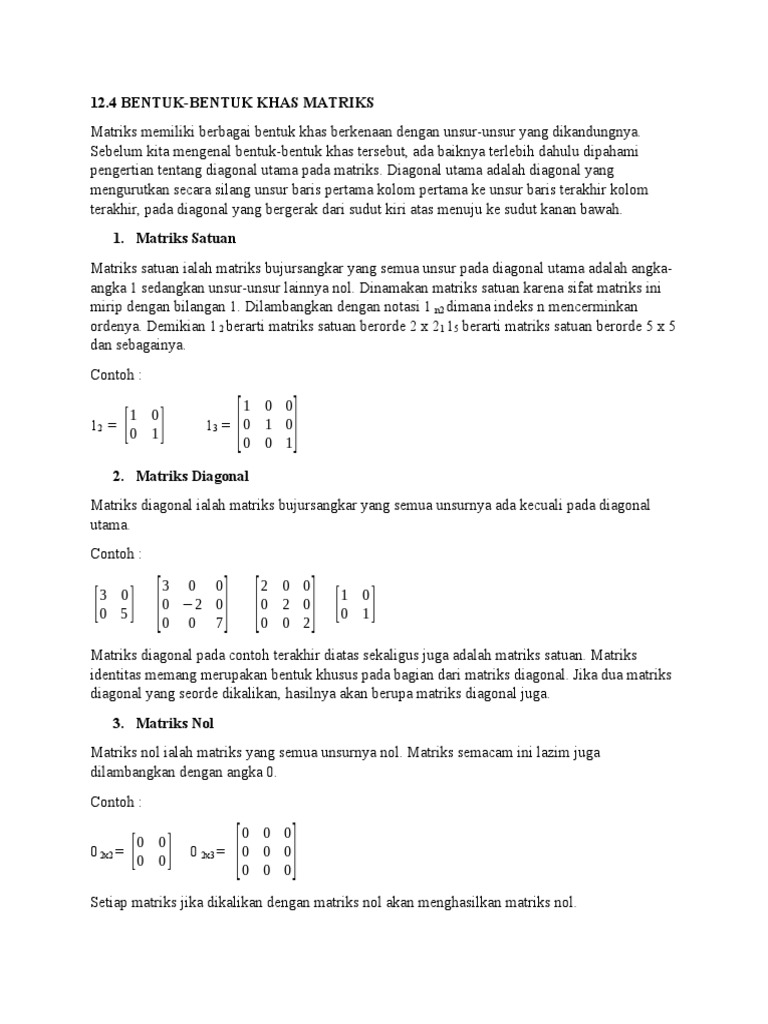 Bentuk-Bentuk Matriks by Bayu S | PDF