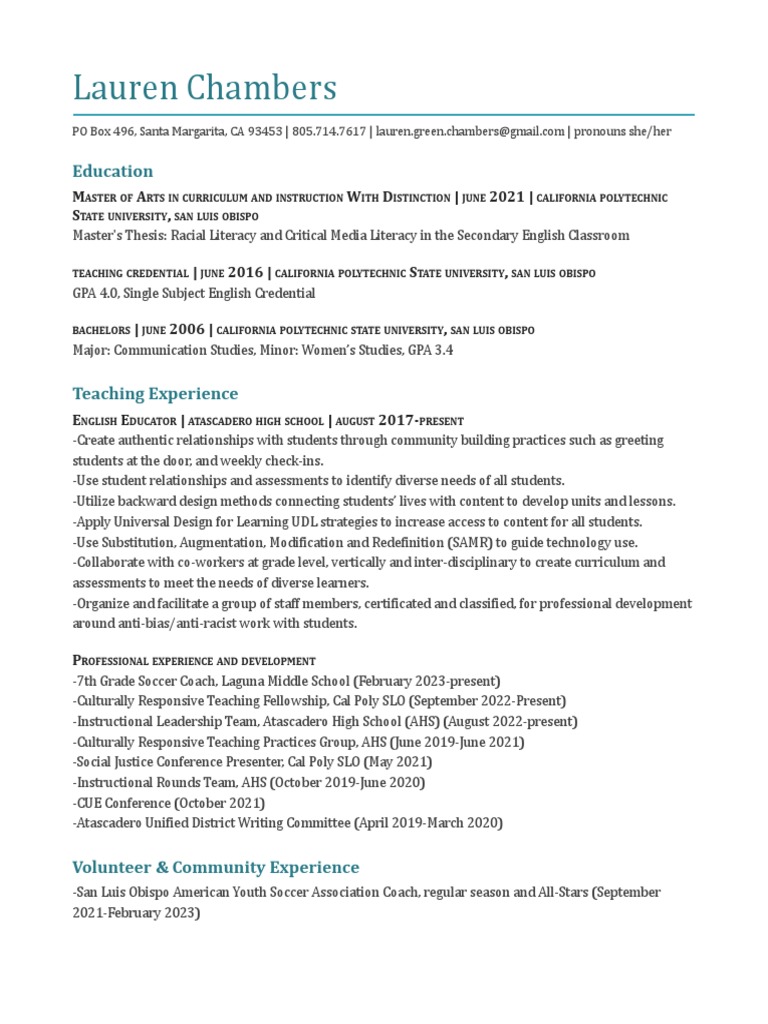 Chambers Resume 1 | PDF