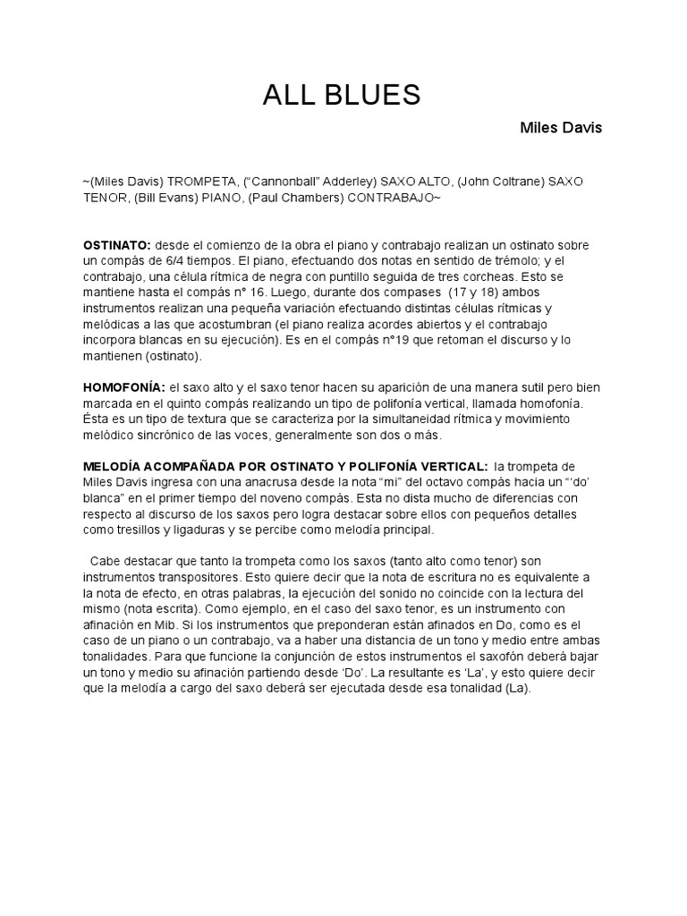 Paloma Ciancio, Act. - All Blues | PDF | Saxofón | Melodía