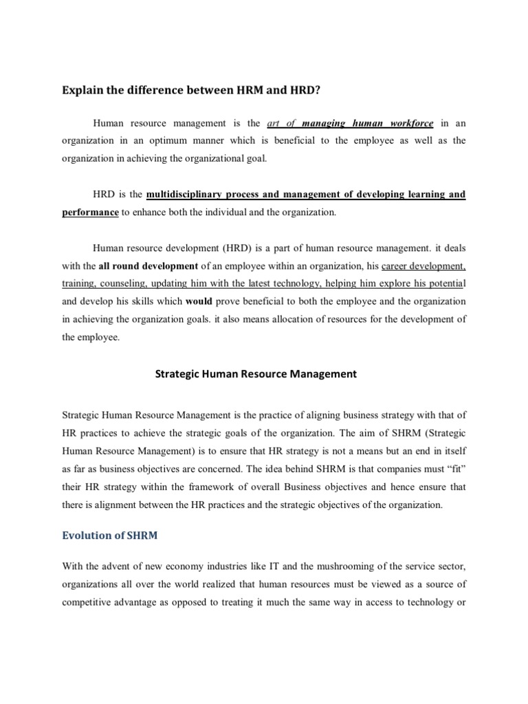 Explain The Difference Between HRM and HRD | PDF