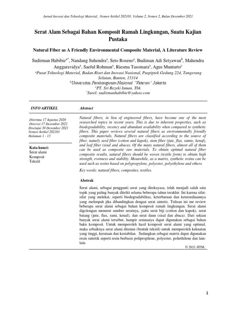 Jurnal Penelitian Serat Alami | PDF | Griya & Taman | Teknologi & Rekayasa