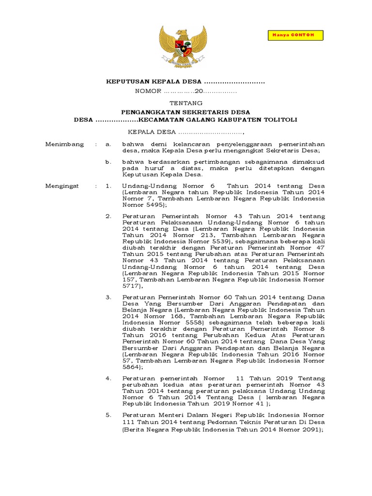 SK Sekdes Galang | PDF