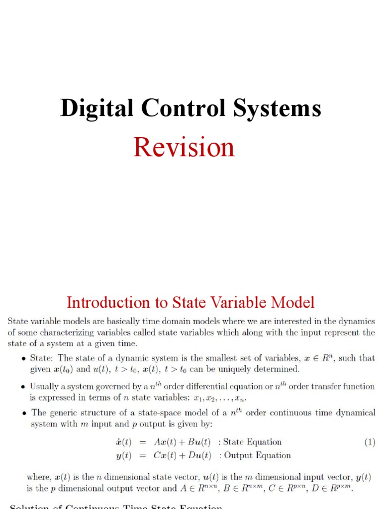 Digital Control Systems Revision | PDF | Matrix (Mathematics ...
