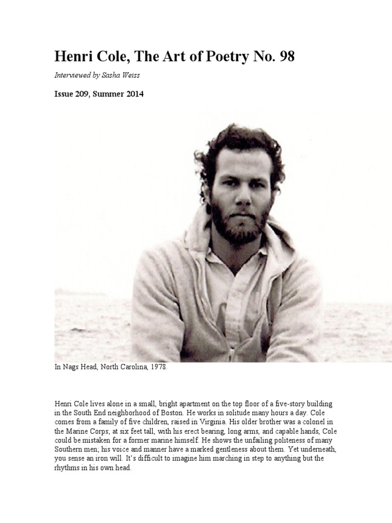 Henri Cole PARIS REVIEW | PDF | Poetry | Sonnets