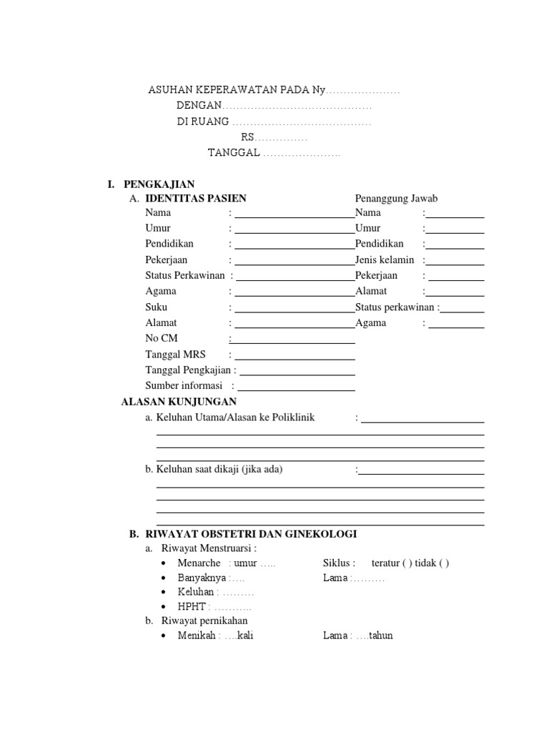 Format Asuhan Keperawatan Maternitas | PDF