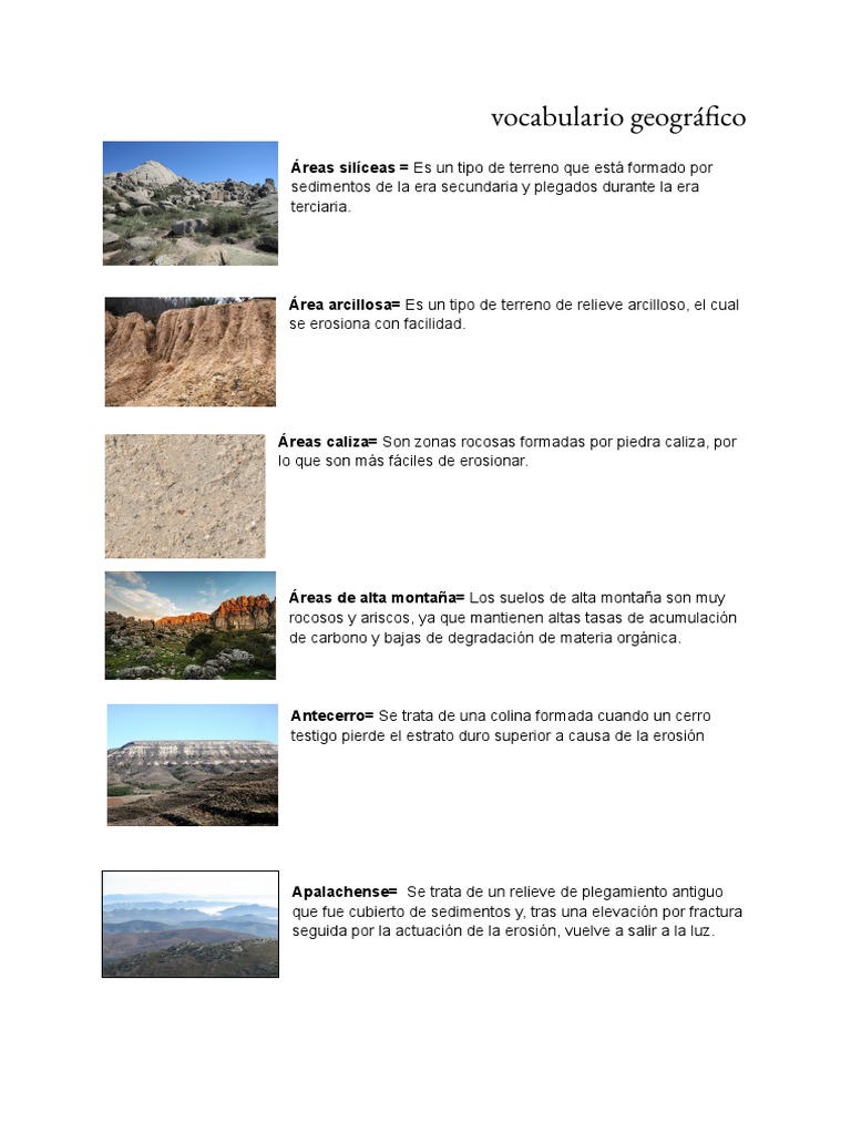 Glosario de Términos Geográficos | PDF | Roca (geología) | glaciar