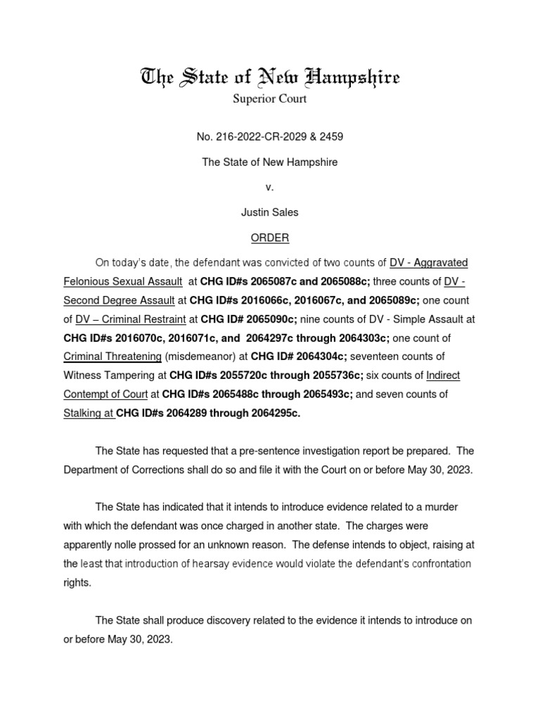 New Hampshire Court Order CR2029 | PDF