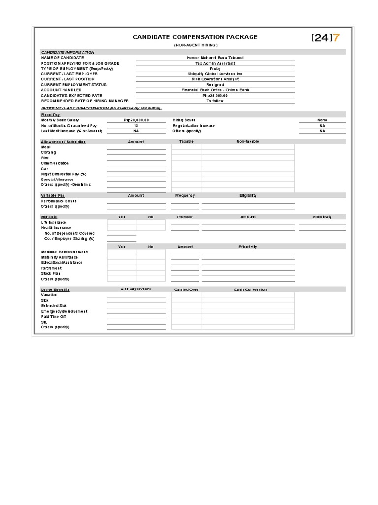 Blank Comp Form - XLSX - PropComp | PDF