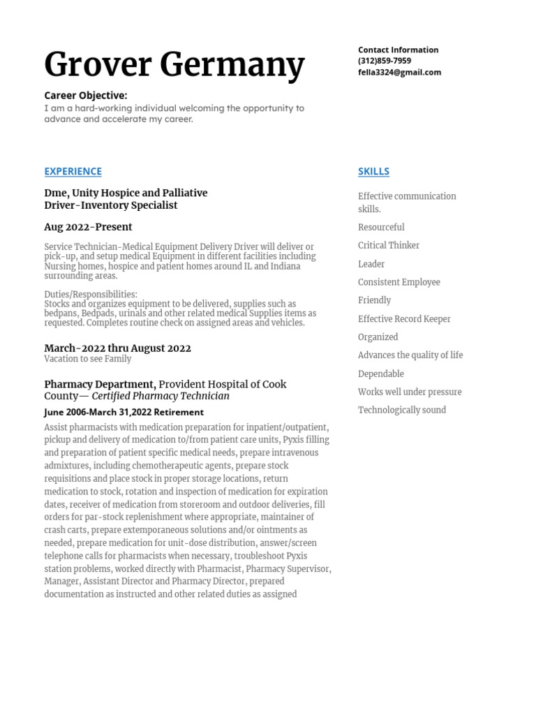 Resume For Grover 2023 | PDF