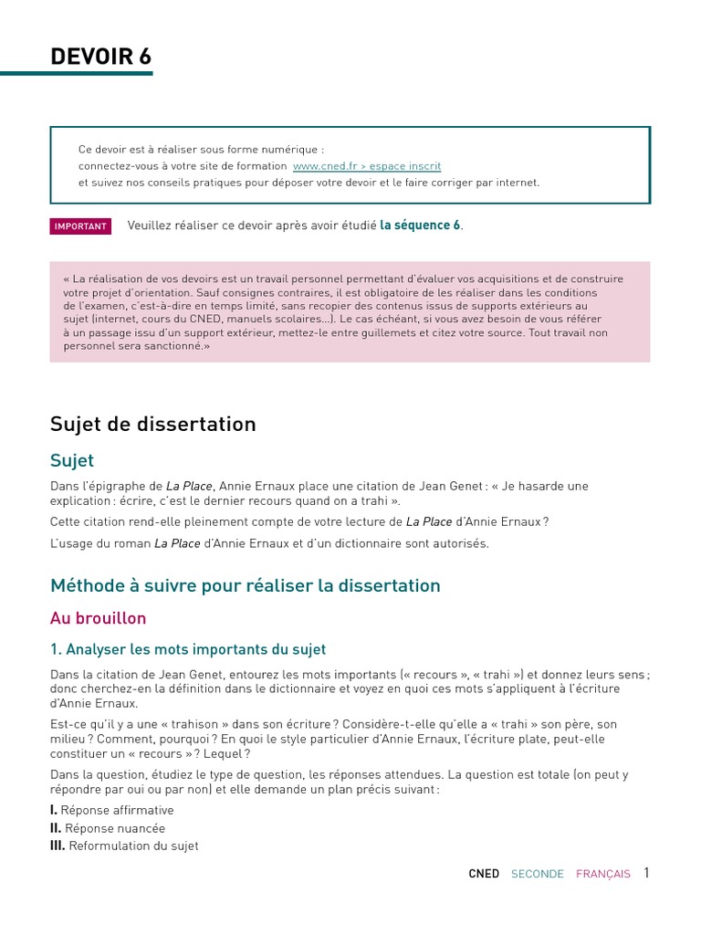 Devoir 6: Sujet de Dissertation | PDF