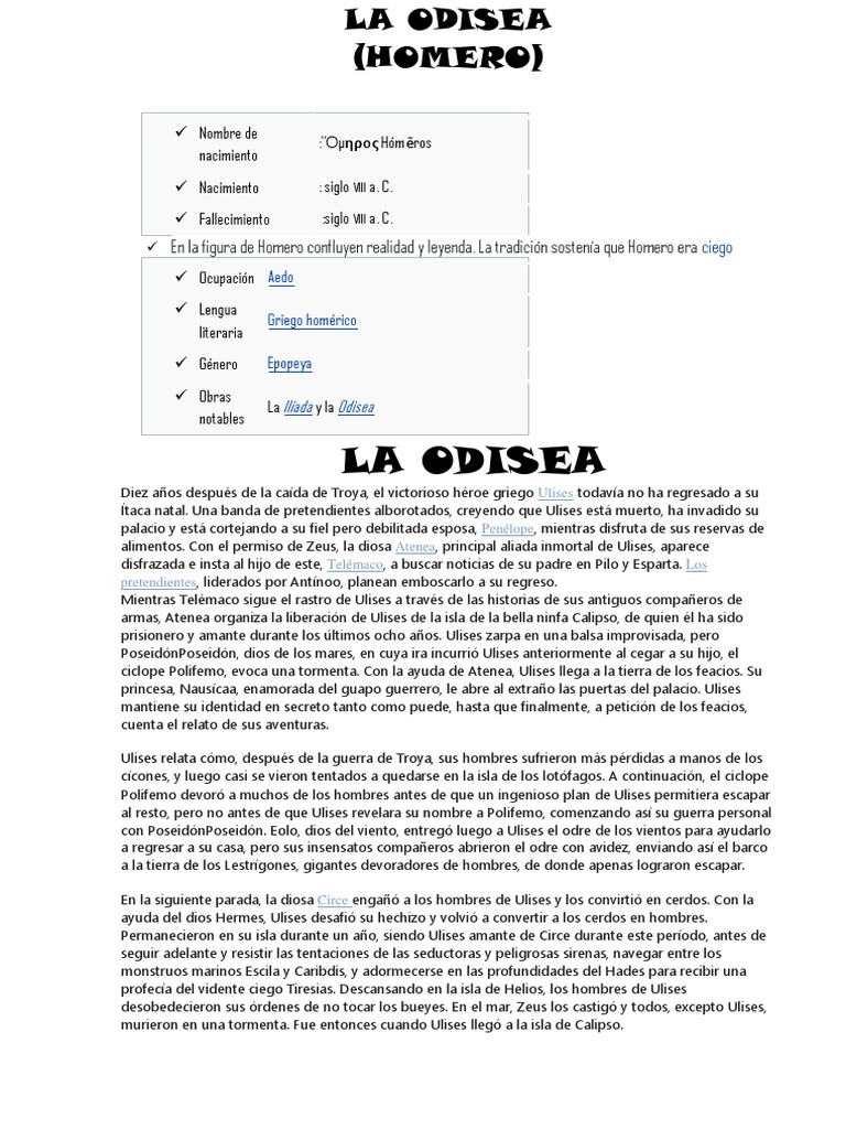 La Odisea | PDF | Odisea | Odiseo