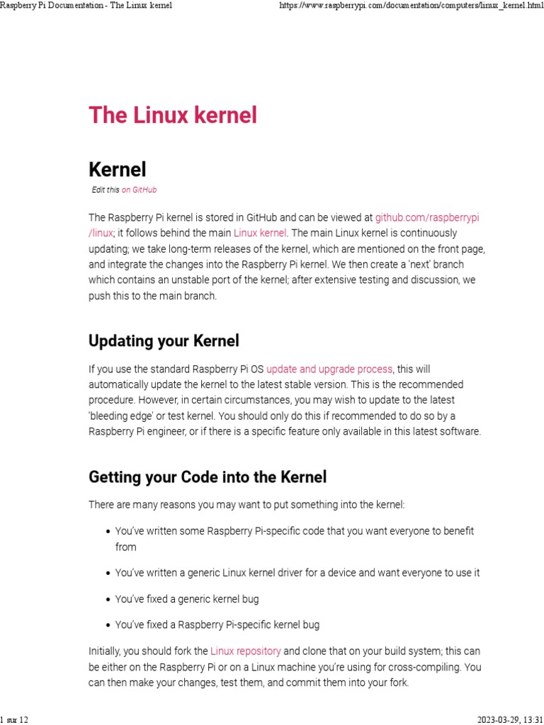 Raspberry Pi Documentation - The Linux Kernel | PDF | Raspberry Pi | 64 Bit Computing