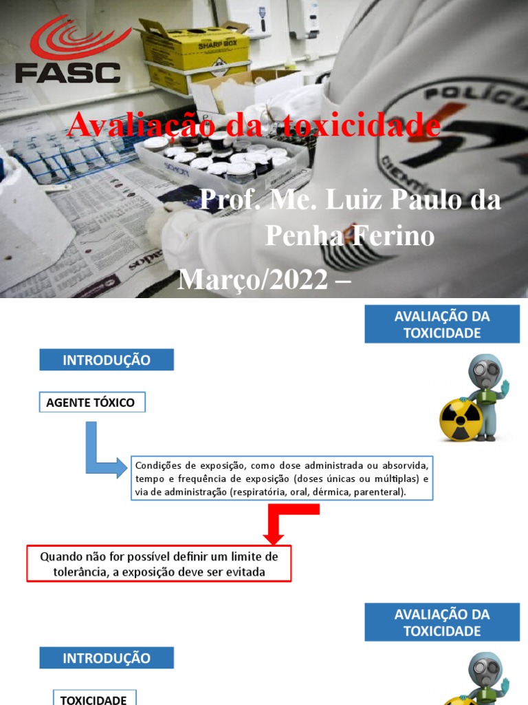 Aula 04 - Toxicidade e Risco - FASC | PDF | Toxicologia | Toxicidade