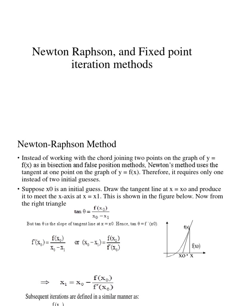 Newton Raphson, and Fixed Point Iteration Methods | PDF | Gases | Applied Mathematics