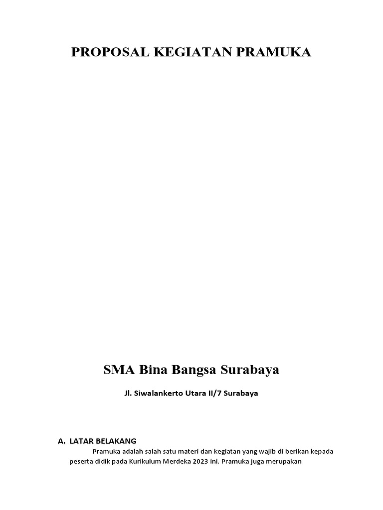 Proposal Kegiatan Pramuka 2023 | PDF