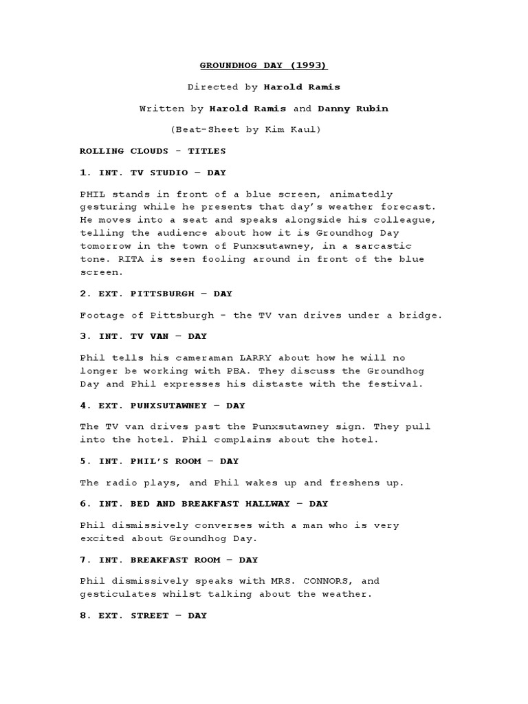 Groundhog Day: A Screenplay Analysis | PDF