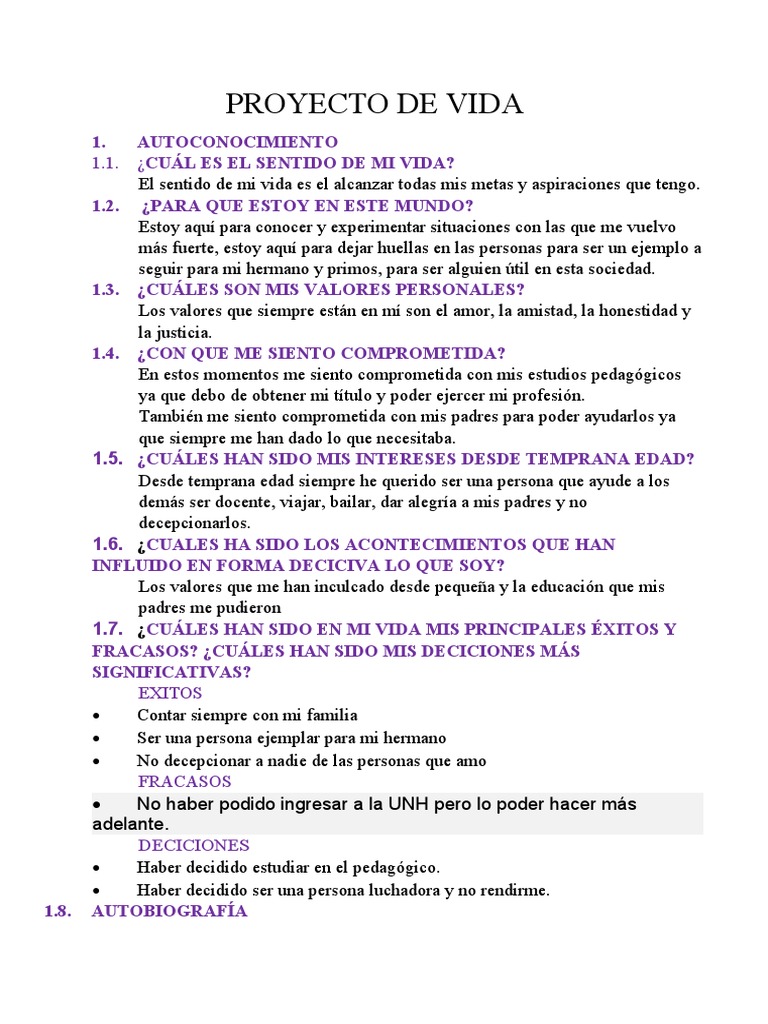 Proyecto de Vida | PDF | Amor