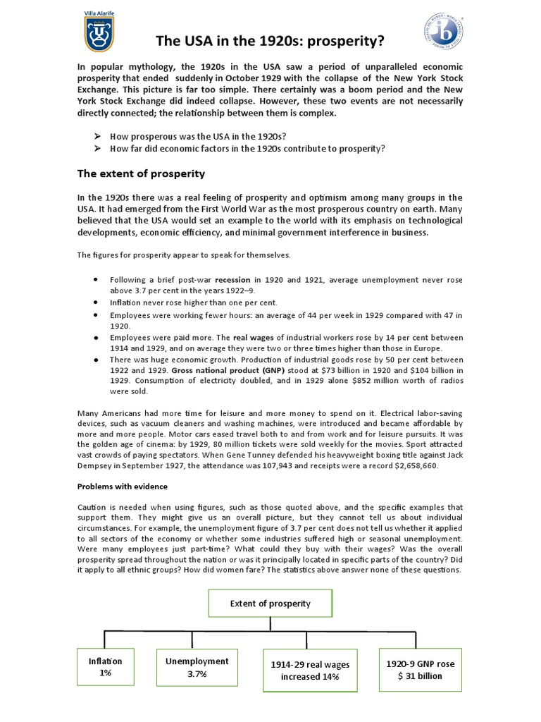 USA 1920s Economic Prosperity Analysis | PDF | Car | Tariff