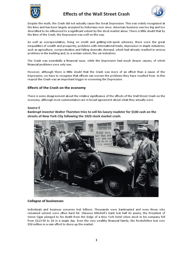 Effects of The Wall Street Crash | PDF | Great Depression | Wall Street ...