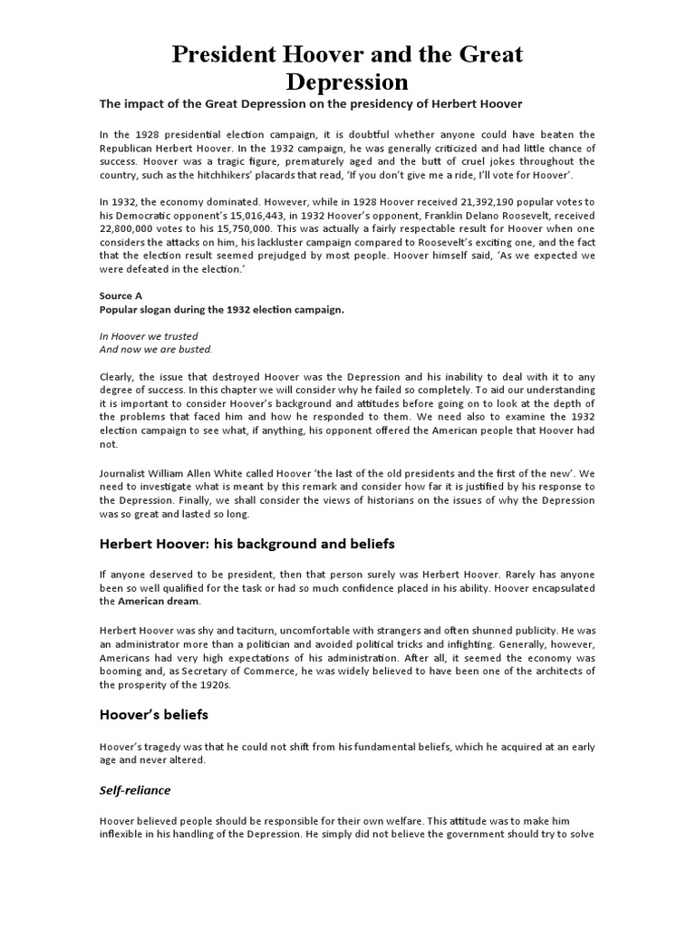 President Hoover and The Great Depression | PDF | Great Depression ...