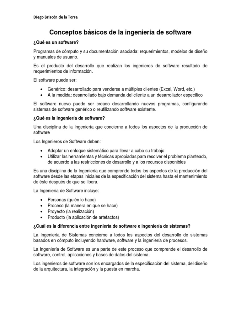 Conceptos Básicos y Fases de La Ingeniería de Software | PDF | Software | Ingeniería de software
