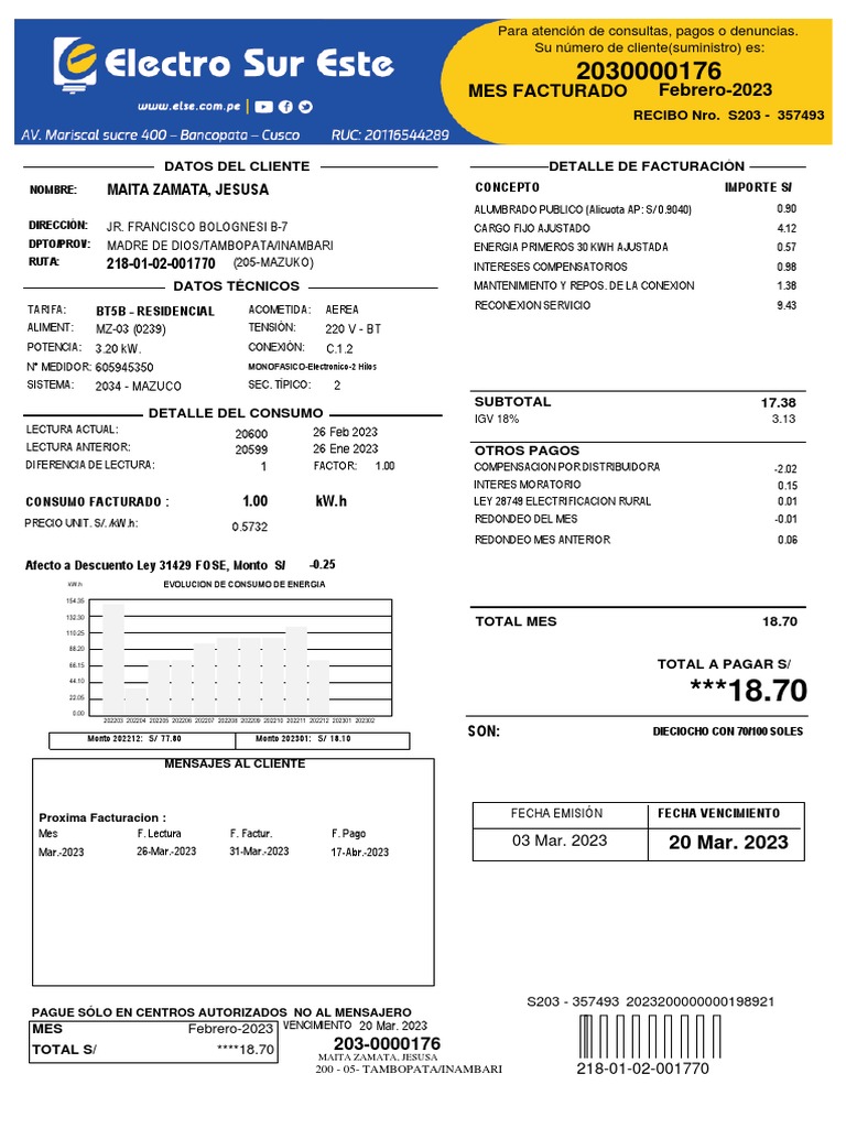Recibo de Luz | PDF | Energia electrica | Poder (Física)