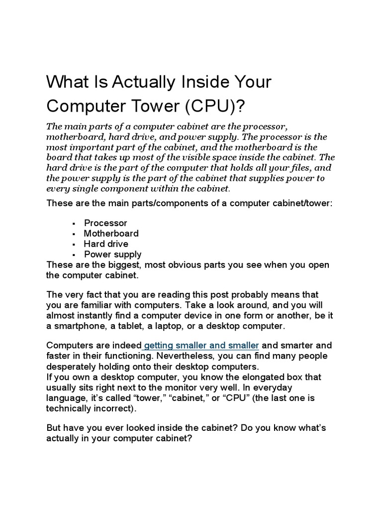 Cpu Cabinet | PDF | Central Processing Unit | Microcomputers