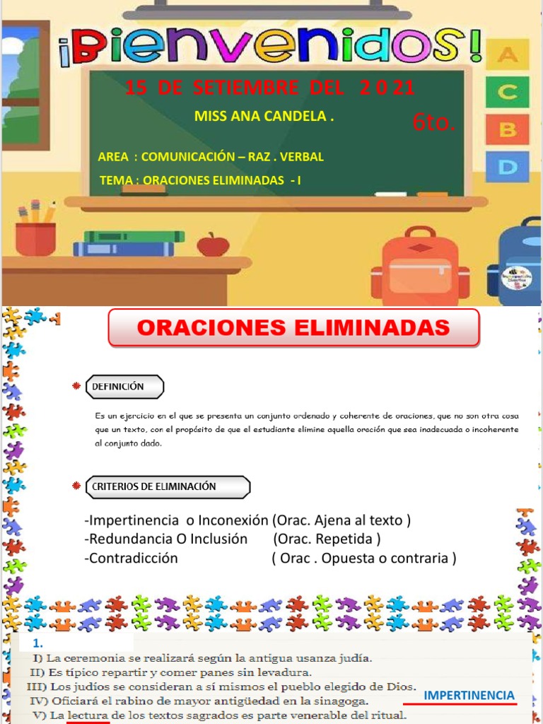 Oraciones Eliminadas 6° | PDF
