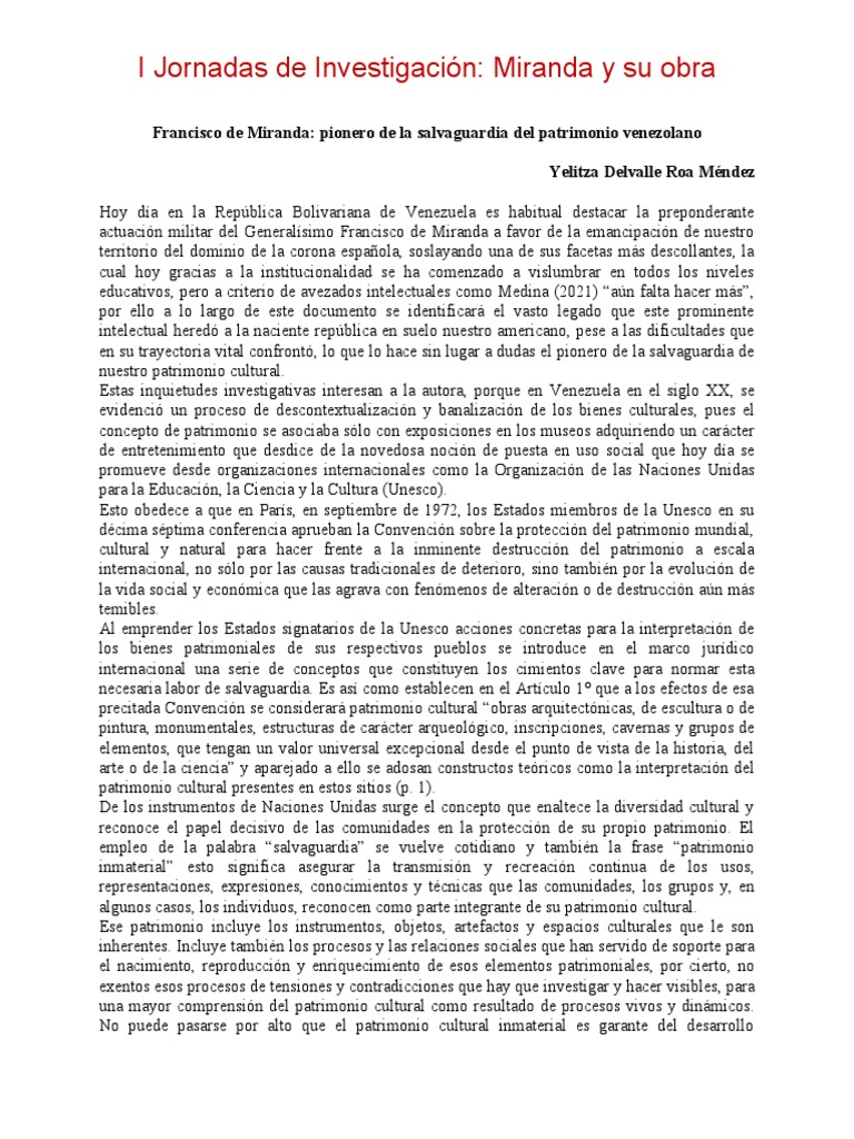 Francisco De Miranda Pdf Patrimonio Cultural Venezuela