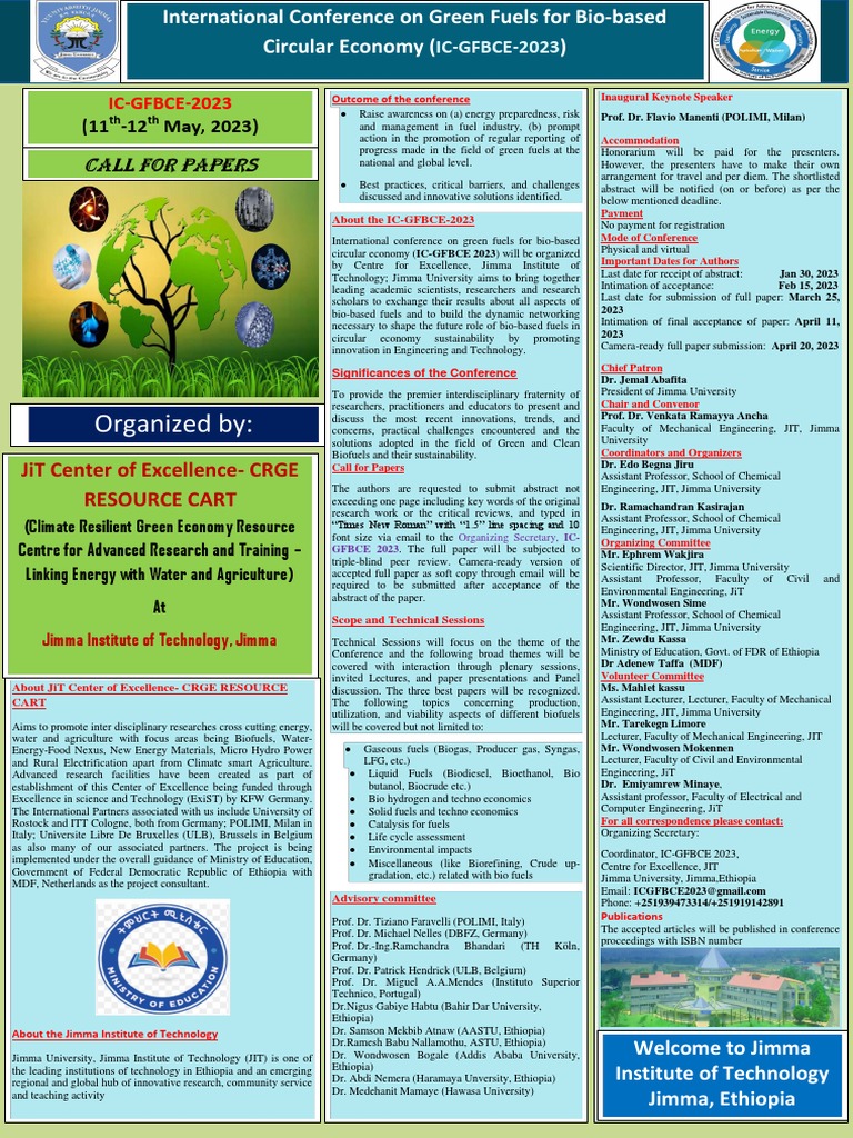 Brochure (IC-GFBCE-2023) International Conference | PDF | Biofuel | Environmental Technology
