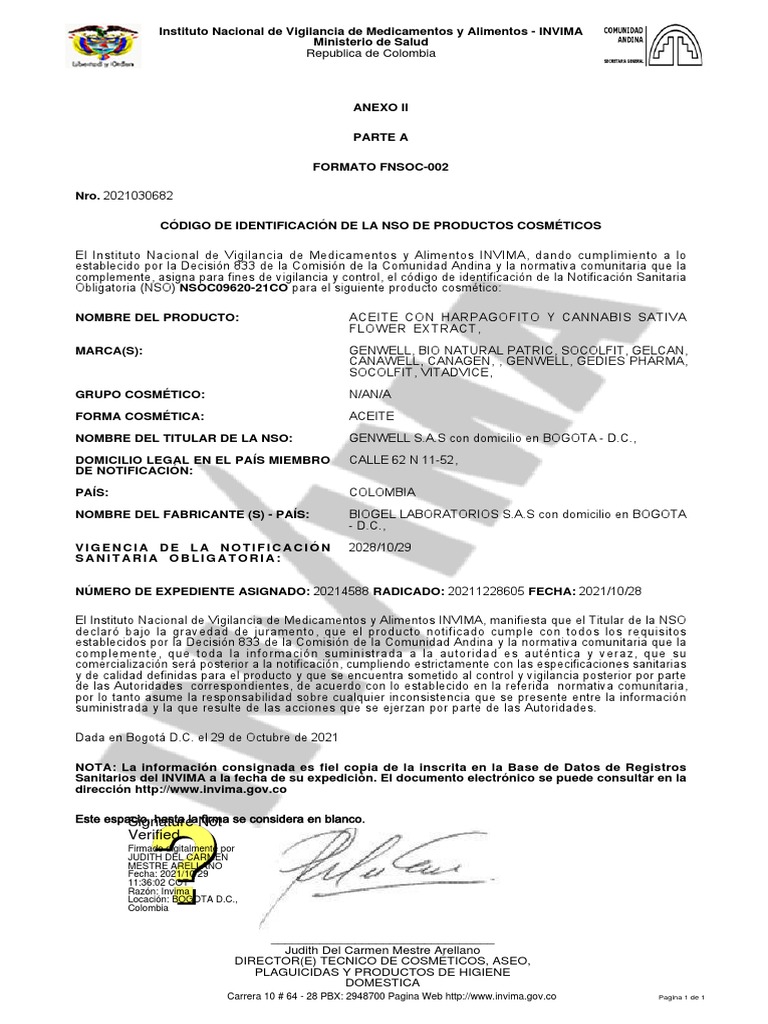 Republica de Colombia: Signature Not Verified | PDF