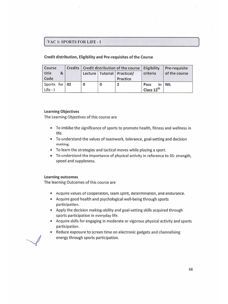 VAC - Sports For Life-I | PDF