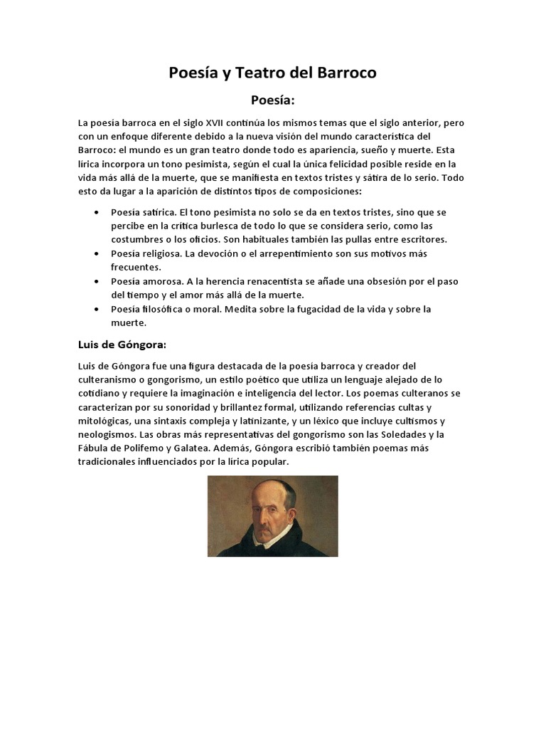 Poesía y Teatro Del Barroco | PDF | Poesía | Barroco