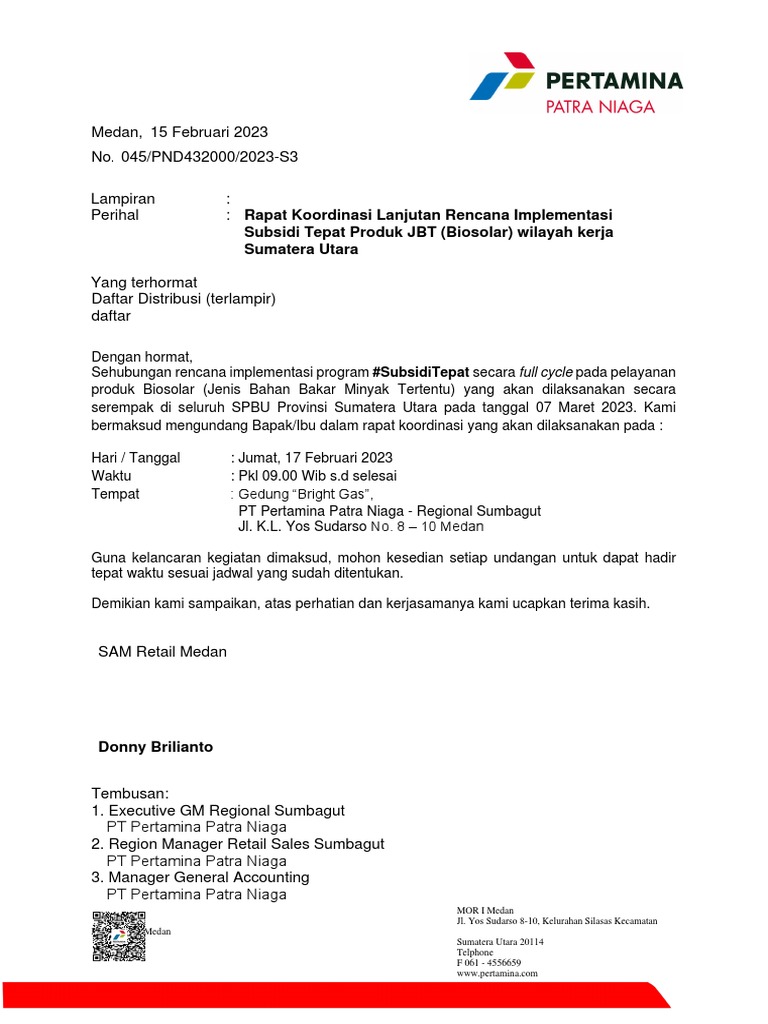 Subsidi Tepat Produk JBT (Biosolar) Wilayah Kerja Sumatera Utara | PDF