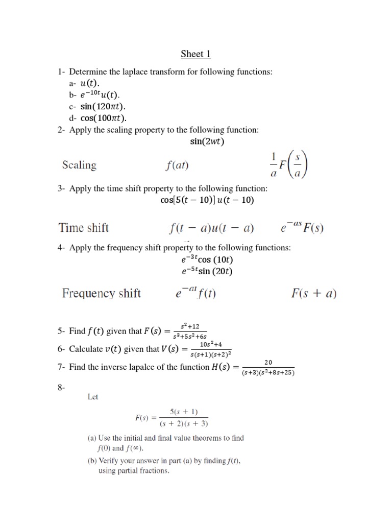 Laplace Sheet | PDF | Teaching Methods & Materials