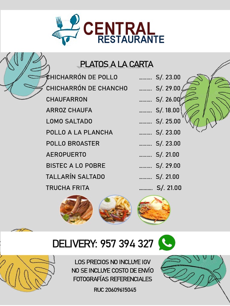 Carta Restaurante Central | PDF