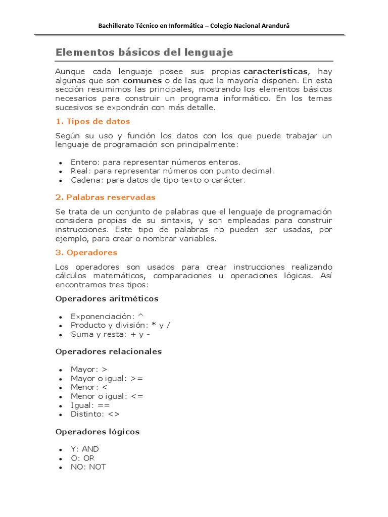 Elementos Básicos Del Lenguaje Agosto 2021 | PDF | Lenguaje de ...